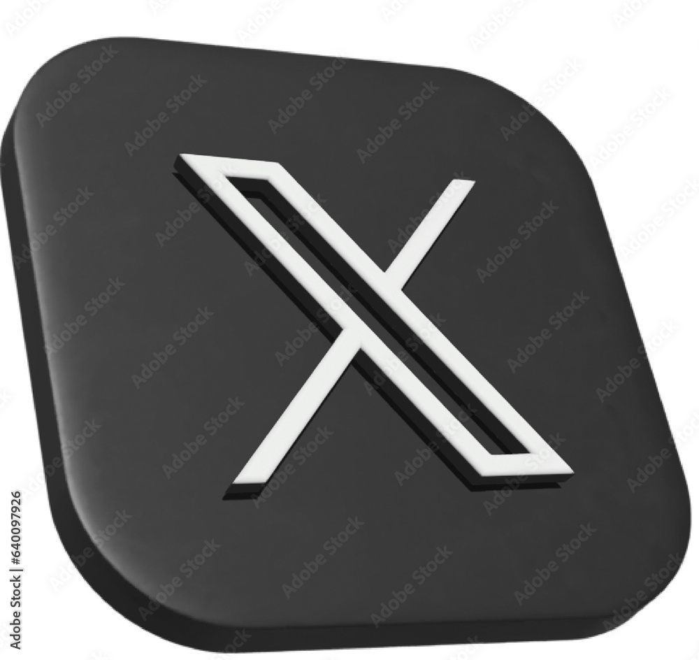 Twitter X logo png 3D icon Stock Photo | Adobe Stock