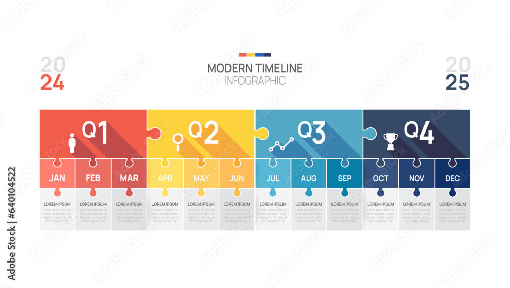 Business road map timeline infographic jigsaw template. Modern ...