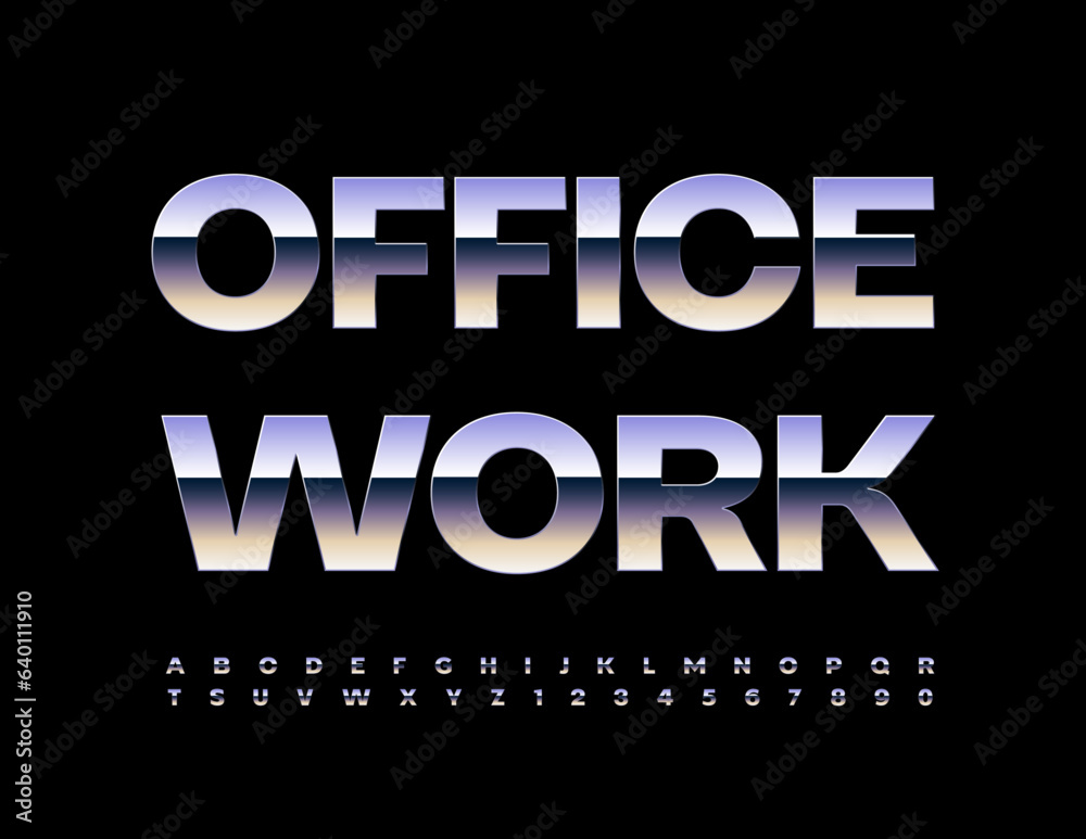 Vetor de Vector metallic template Office Work. Modern Silver Font ...
