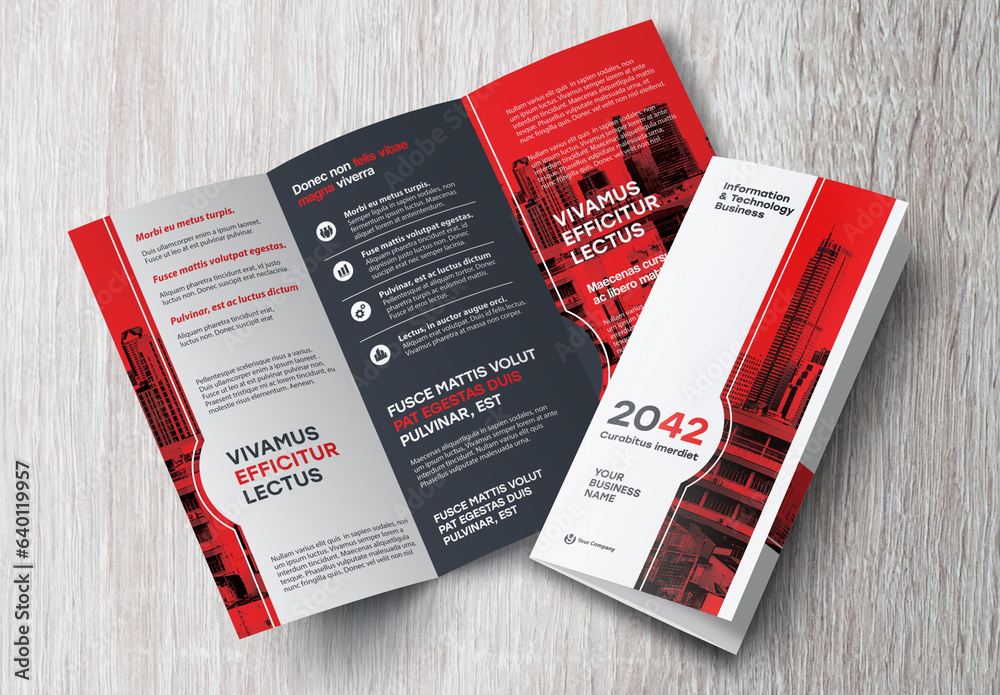 Red Trifolds Brochure Layout Stock Template | Adobe Stock