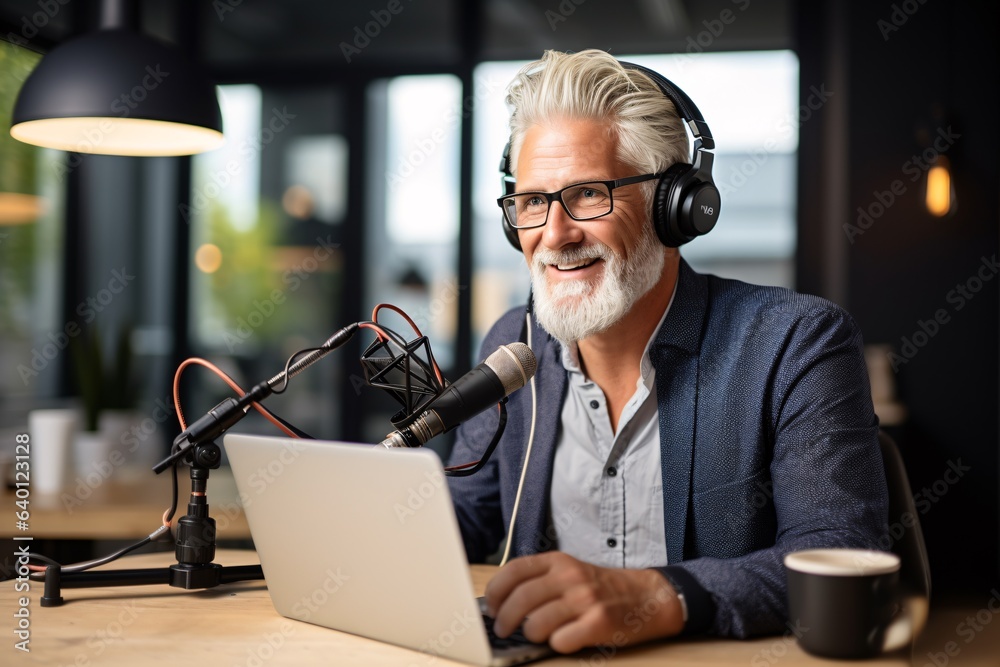 an older man with deep-set lines of wisdom on his face, speaking into a ...