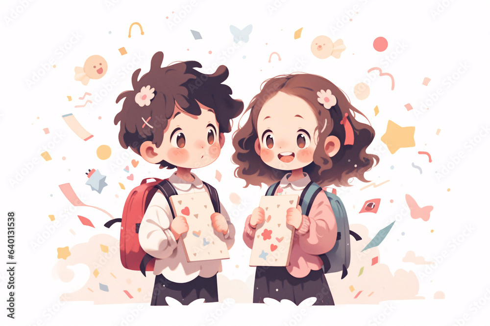 Kindergarten school season children back to school illustration ...