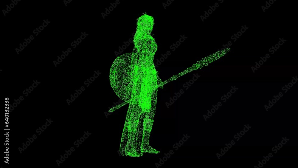 3D Amazon Warrior Woman on black bg. Historic concept. A strong woman ...