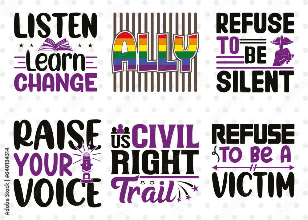Civil Rights Day Bundle-01, Listen Learn Change Svg, Ally Svg, Refuse ...
