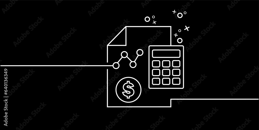 continuous one line drawing document paper vector illustration black ...