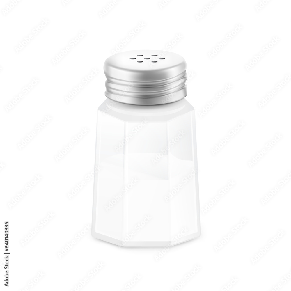 Realistic salt shaker mockup. Vector illustration isolated on white ...