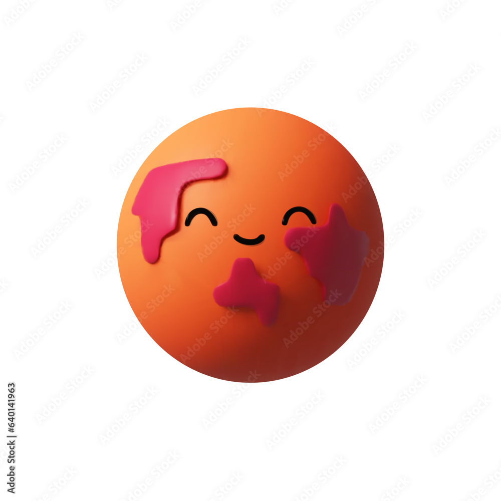 3D render Mars character. Kawaii planet in Solar system, Milky way ...