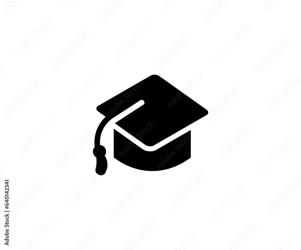 Graduation hat icon, mortarboard cap symbol. Academic cap pictogram ...
