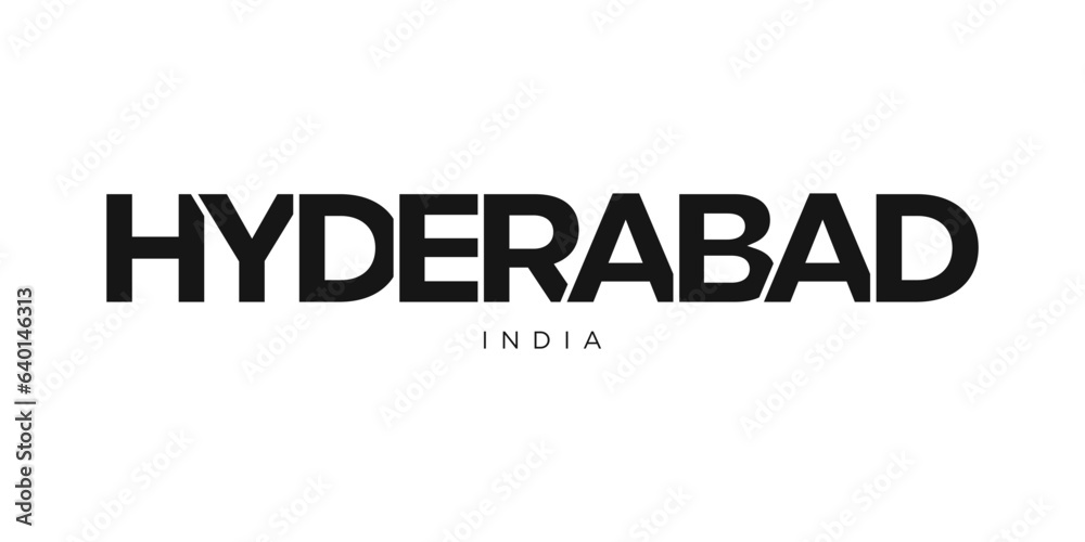 Hyderabad in the India emblem. The design features a geometric style ...