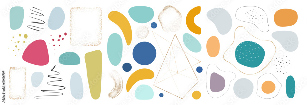 Fluid brushes and stains, blob liquid shapes, smears and geometric line ...