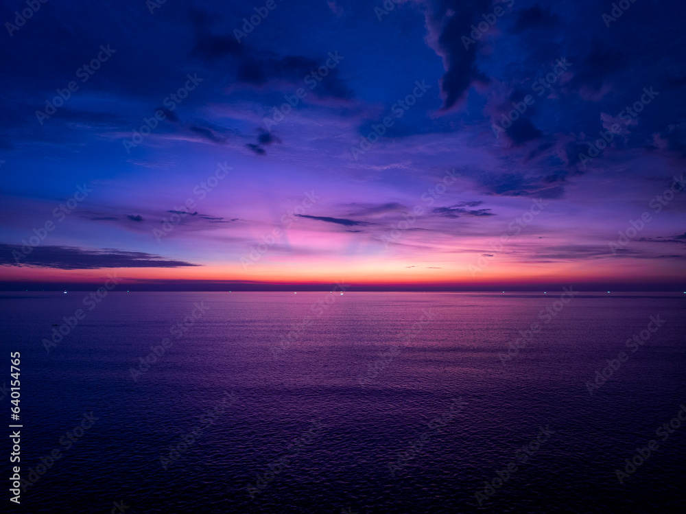 Aerial view sunset sky over sea,Nature Light Sunset or sunrise over ...