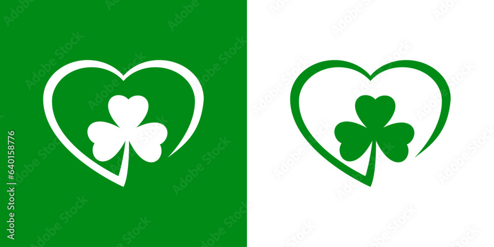 Vetor de Día de San Patricio. Logo con silueta de corazón lineal con ...