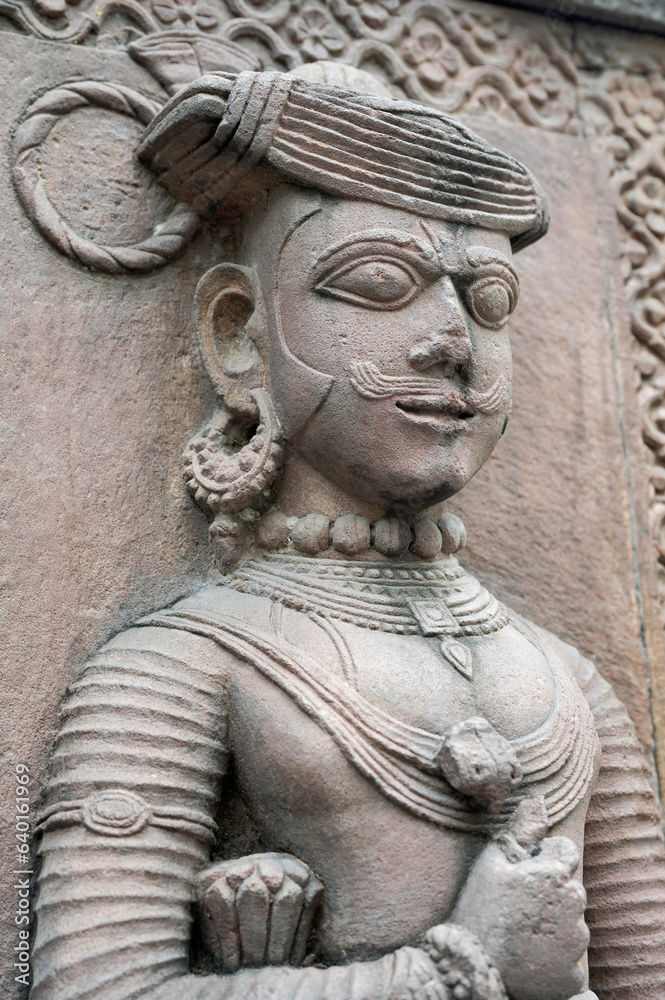 Carved idol on the outer wall of the Krishnapura Chhatris, also known ...