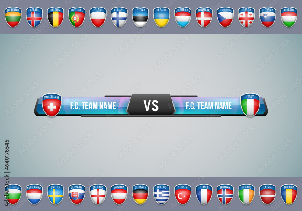 Sport scoreboard with time and result display. Vector template for your ...