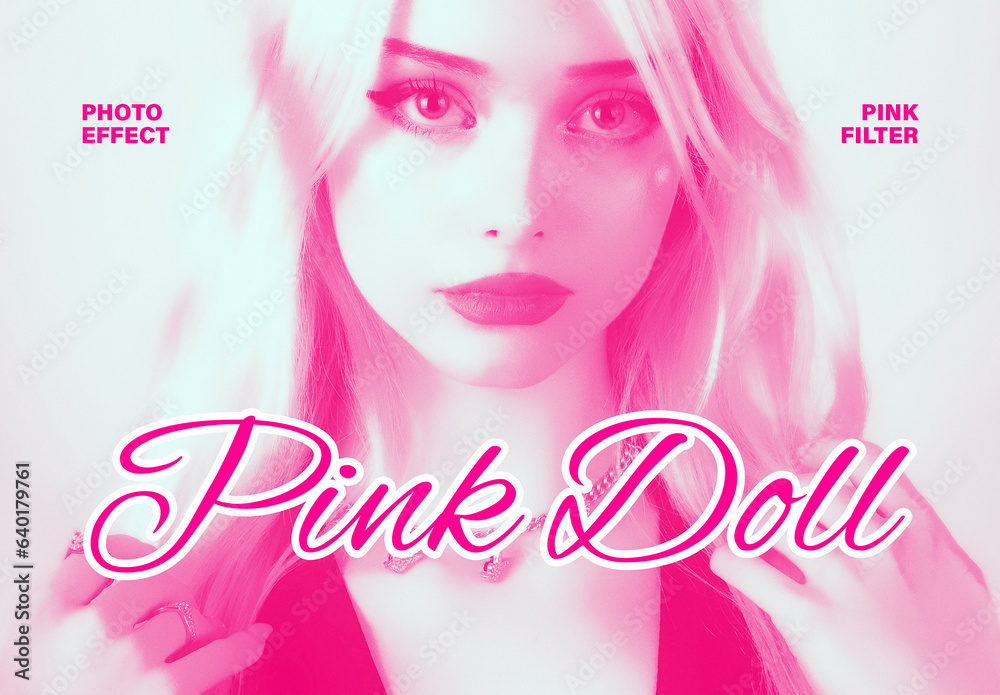 Pink Doll Photo Effect Mockup Stock Template | Adobe Stock