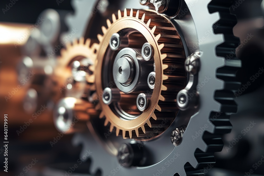 Reliable industrial mechanical gears macro cogs inside clock in motion ...