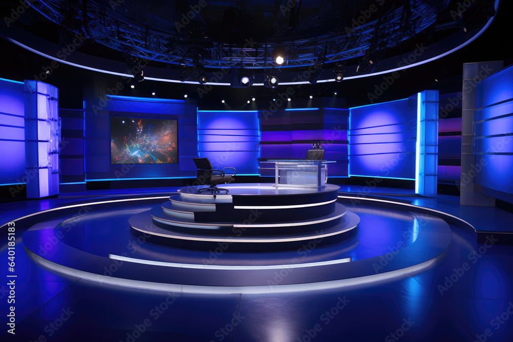 Immersive TV Studio Stage for Live Network Reporting Stock Photo ...