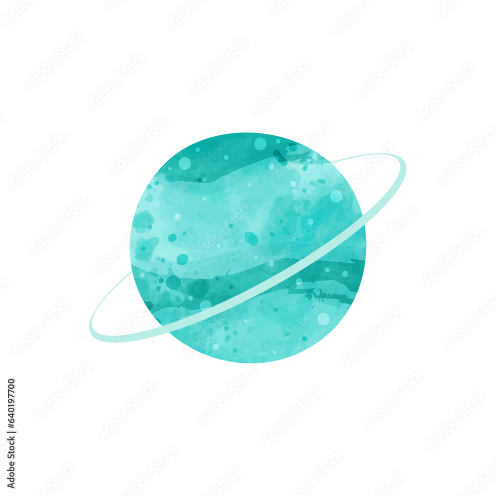 Aero space cute characters. Green uranus planet sticker.. Stock Vector ...