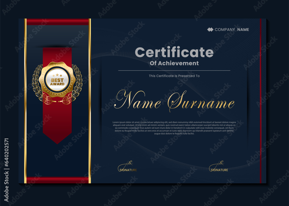license certificate design, graduation, award, appreciation gold luxury ...