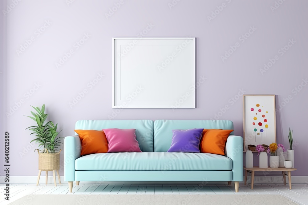 colorful home interior mockup room template living room with sofa and ...