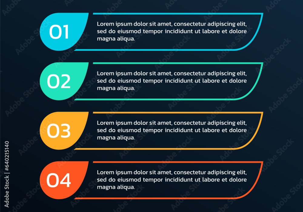 4 step list diagram. Info graphic template. Business process ...