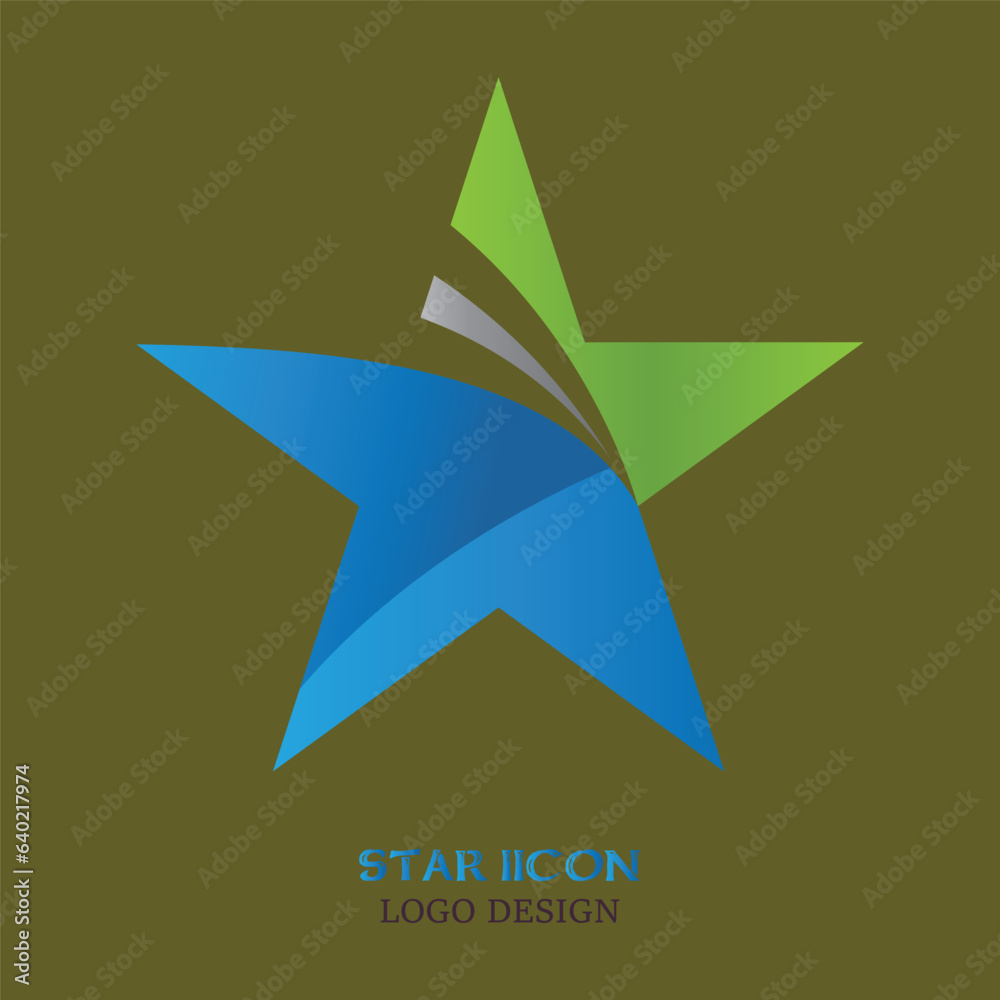 abstract green star icon logo design, star icon corporate logo design ...