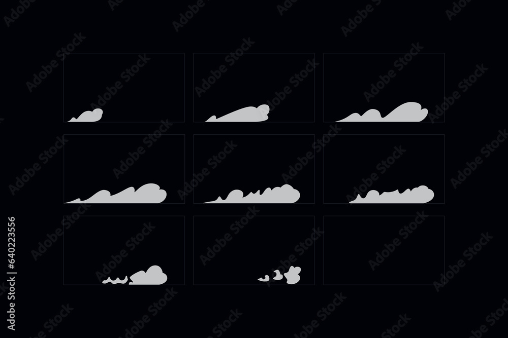 Dust explosion 2d cartoon animation. Smoke animated sprite sheet. fire ...