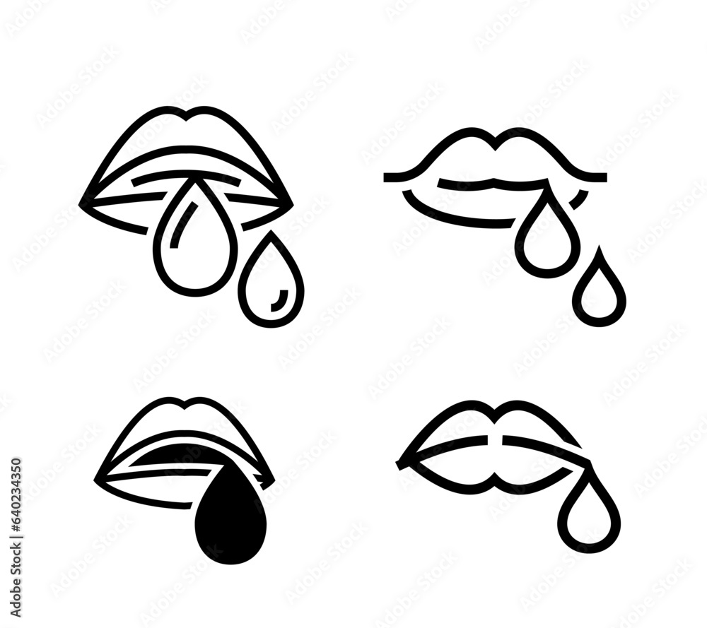 Drooling linear icon, pictogram, symbol. Excessive salivation problem ...