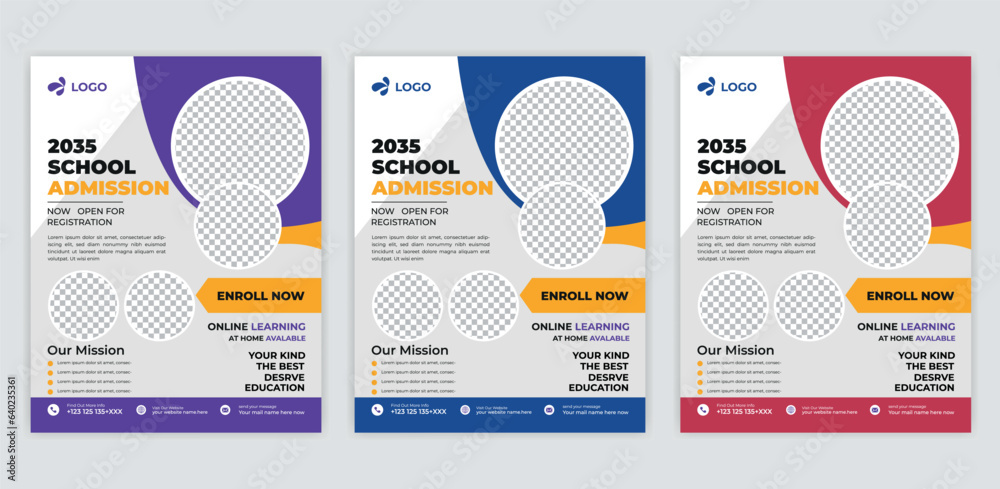School admission flyer design, kids education leaflet brochure, cover ...
