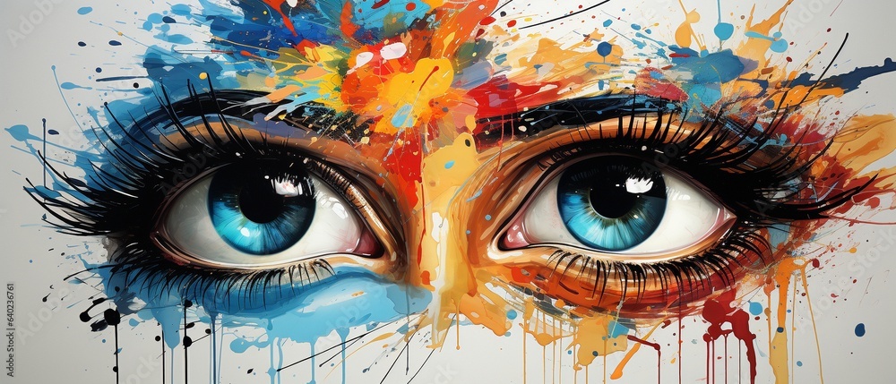 Abstract woman eye watercolour splash art, lovely graphic design in the ...
