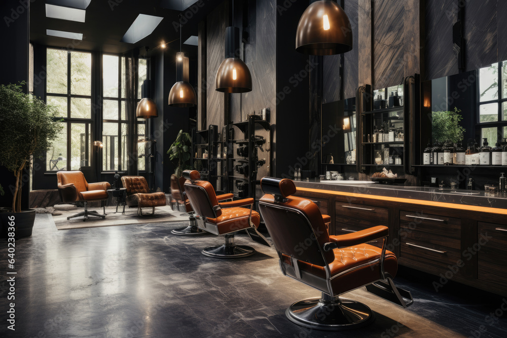 Stylish cozy barbershop or hairdressing salon interior Stock Photo ...