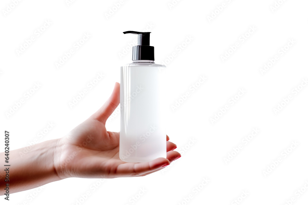 Empty Hand wash bottle, Hygiene, Sanitiser In Female Hand To Stop ...