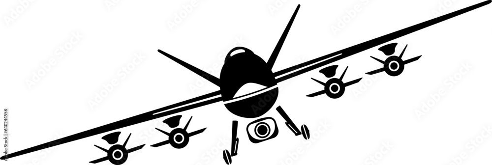 Black silhouette of a long-range military unmanned aerial vehicle ...