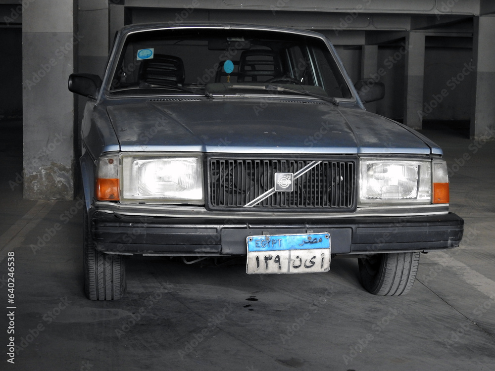 Cairo, Egypt, August 24 2023: The classic Volvo 240 series classic, old ...