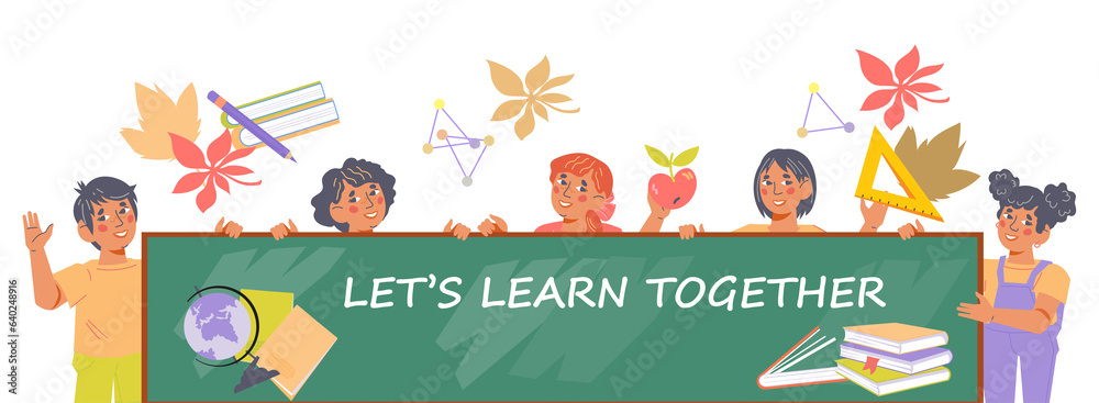 Back to School and Education Courses promo banner design where ...