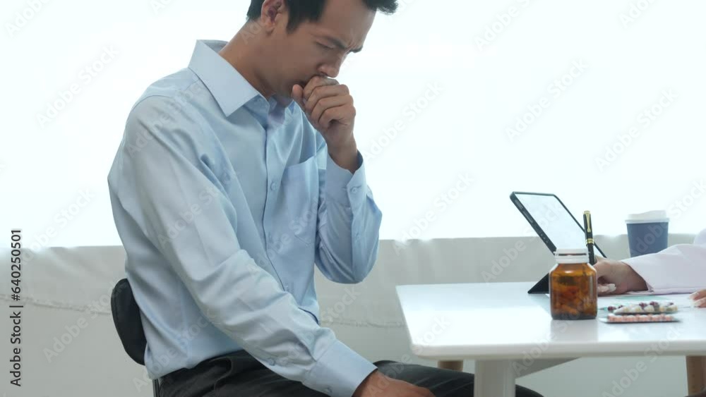 4k slow motion of asian female doctor specialist and male patient ...