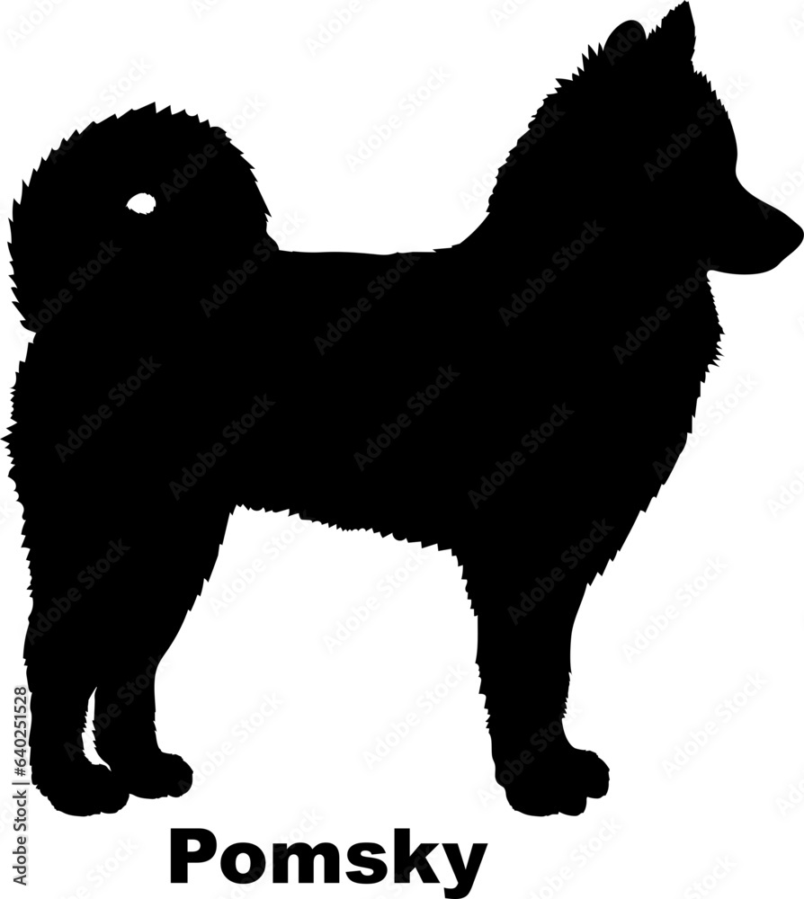 Pomsky dog silhouette dog breeds Animals Pet breeds silhouette Stock ...