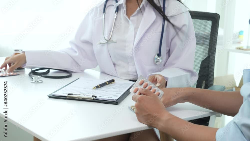 4k slow motion of female doctor specialist and male patient Office ...