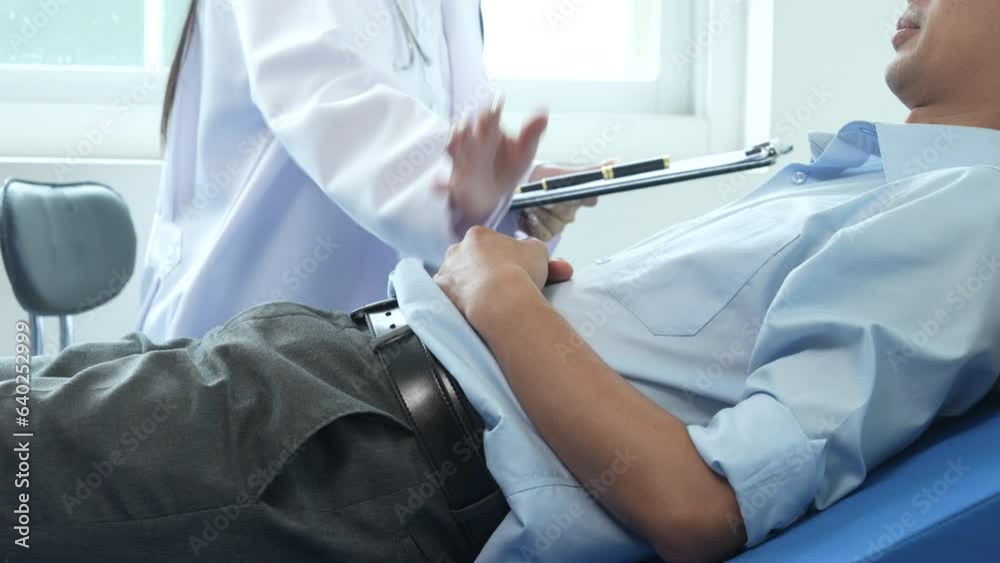 4k slow motion of female doctor specialist and male patient Office ...