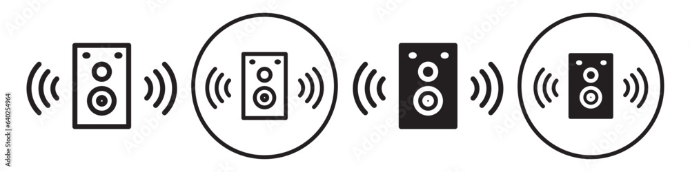 Speaker Icon. Loud music home system symbol. Vector set of audio bass ...