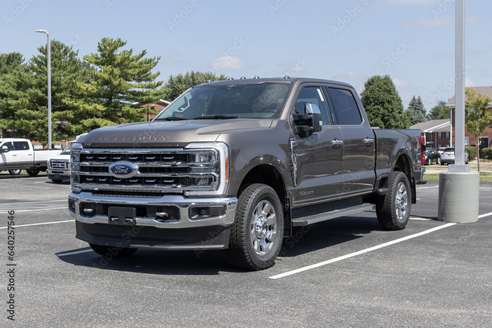 Ford F-250 Super Duty Crew Cab display at a dealership. Ford offers the ...