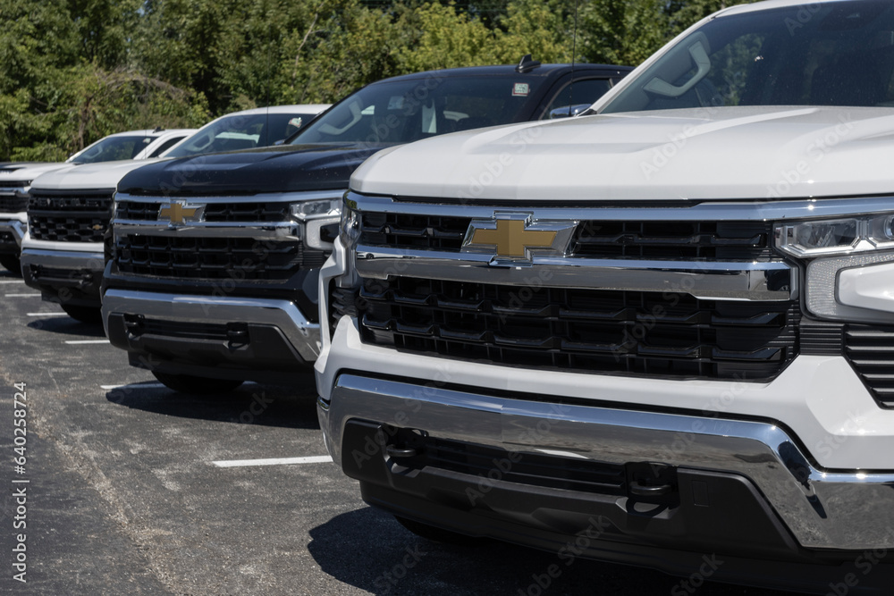 Chevrolet Silverado 1500 display at a dealership. Chevy offers the ...