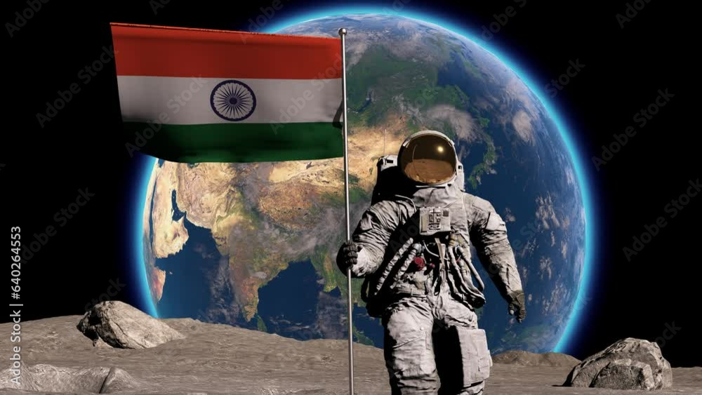 Indian Astronaut On Moon