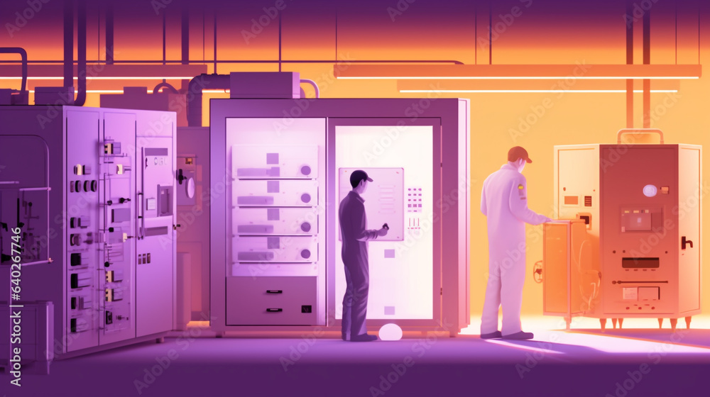 Illustration of a contemporary mechanical testing laboratory with a ...