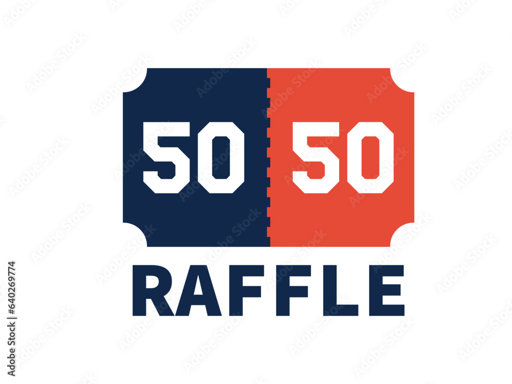 50-50 raffle ticket image. Clipart image isolated on white background ...