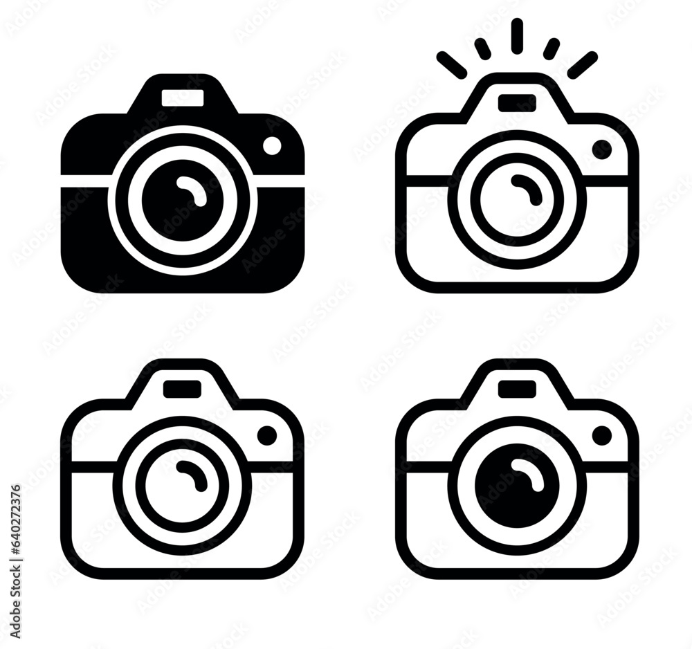 Camera icon set vector. Photo camera simbols collection in flat and ...