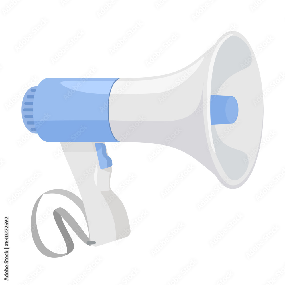 Blue Megaphone on isolated white background. Vector illustration ...