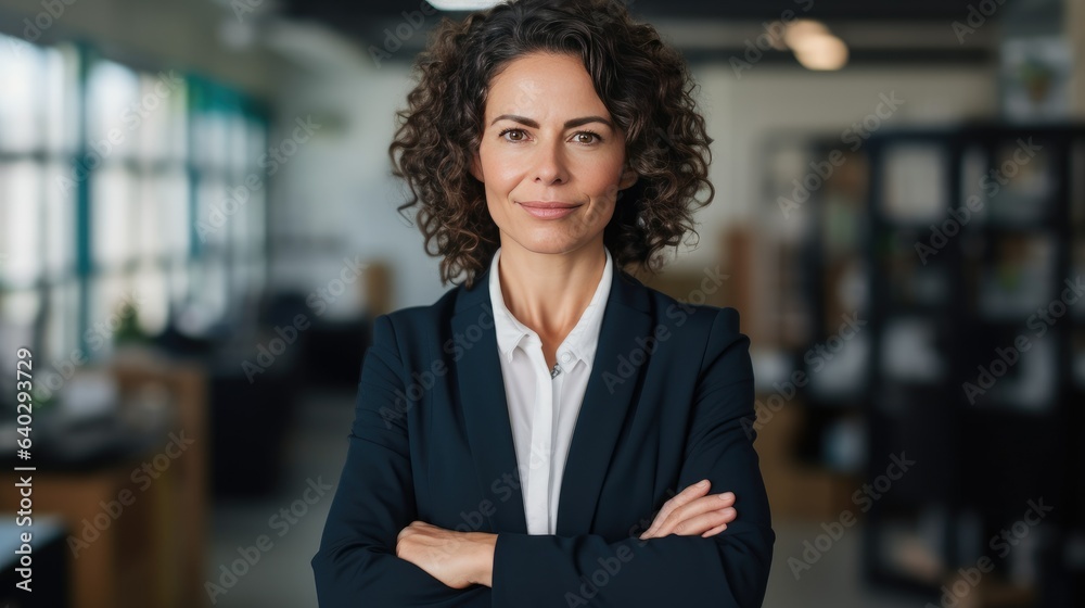 Confident mid aged Latin professional business woman corporate leader ...