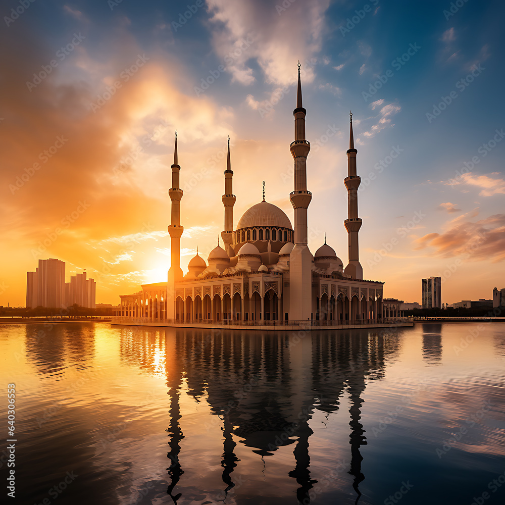 Sharjah Mosque Largest mosque in Dubai, beautiful traditional Islamic ...