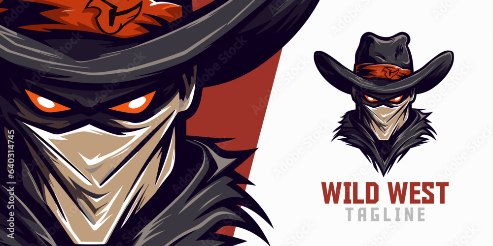 Illustrated Wild West Cowboy Logo, Mascot, and Illustration with Vector ...
